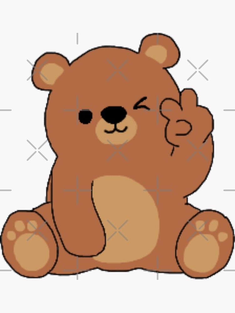 "cute bear peace sign" Sticker by baddiedesigns | Redbubble