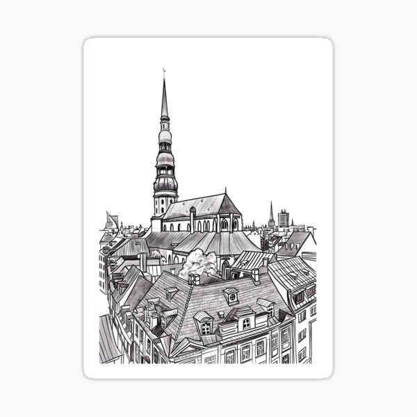 "Riga Art Print - Illustrated city" Sticker for Sale by JustineLecouffe ...