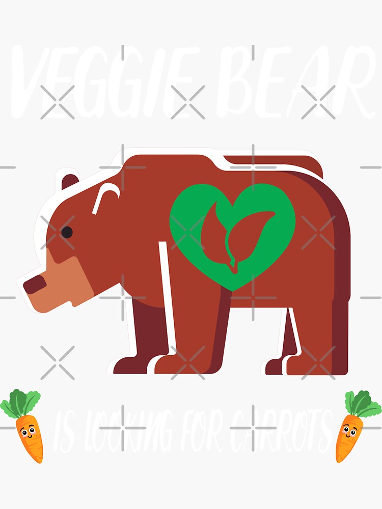 "Bear Vegetable Vegetarian Vegan Vegan Veggie Carrot" Sticker for Sale ...