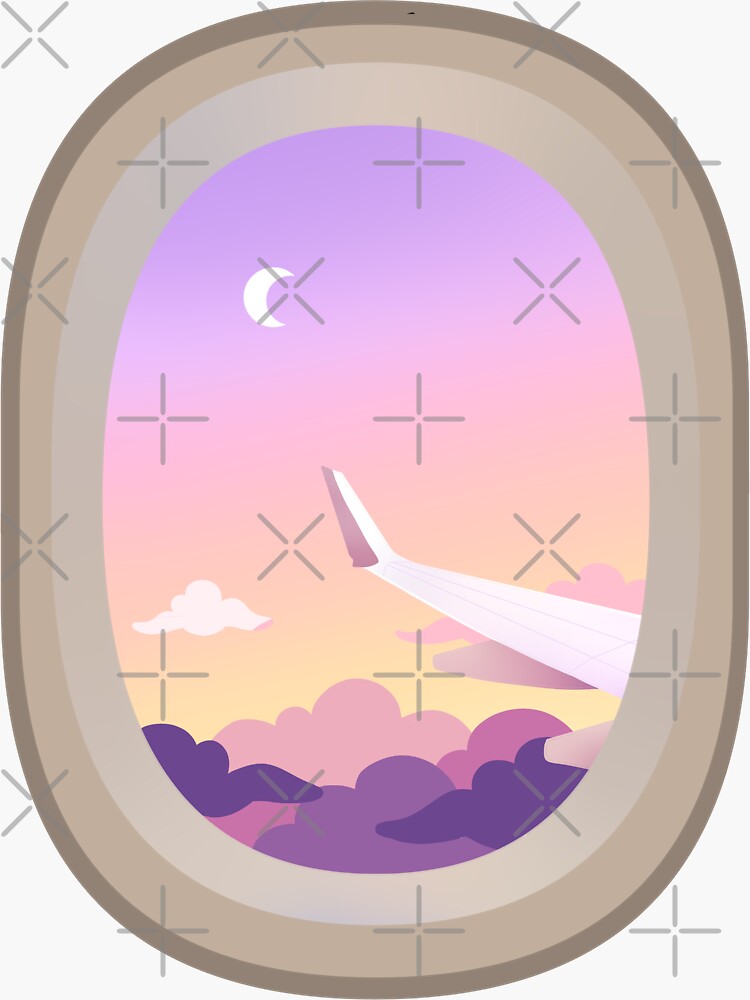 "sunset plane window" Sticker for Sale by dragonfruittea | Redbubble