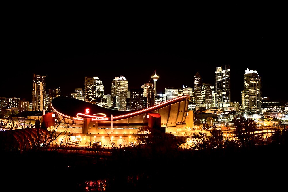 "Calgary Alberta Canada Skyline major City saddledome Night Photograph ...