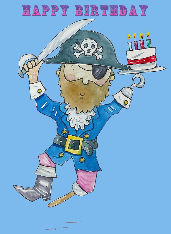 "Happy Birthday Jolly Pirate " by AndyLanhamArt | Redbubble