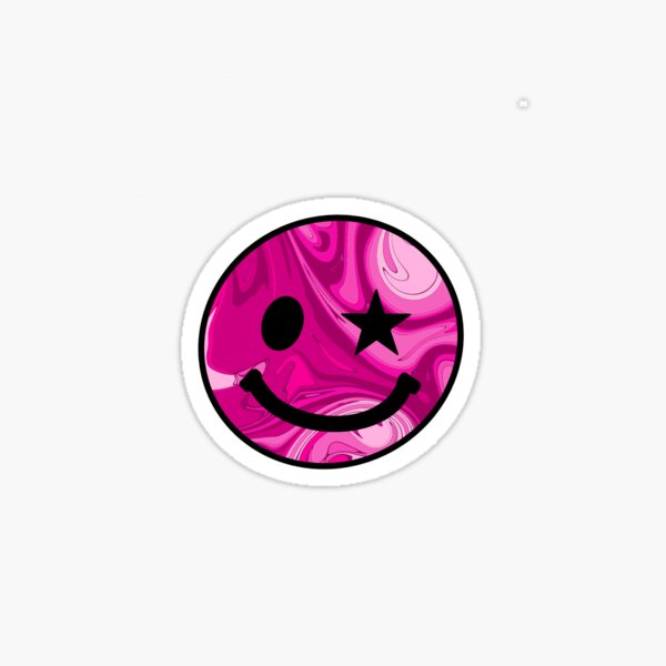 "Pink marble star smiley face" Sticker for Sale by insanestickers3 ...