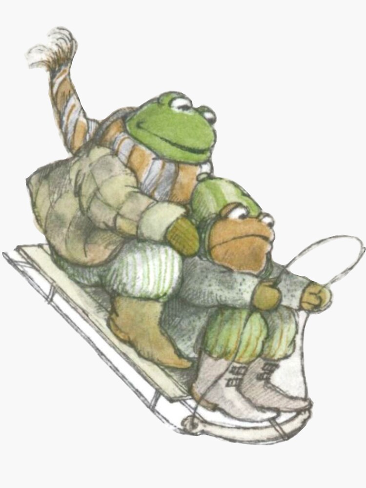"Frog and Toad Sledding Sticker" Sticker for Sale by Katew-f | Redbubble