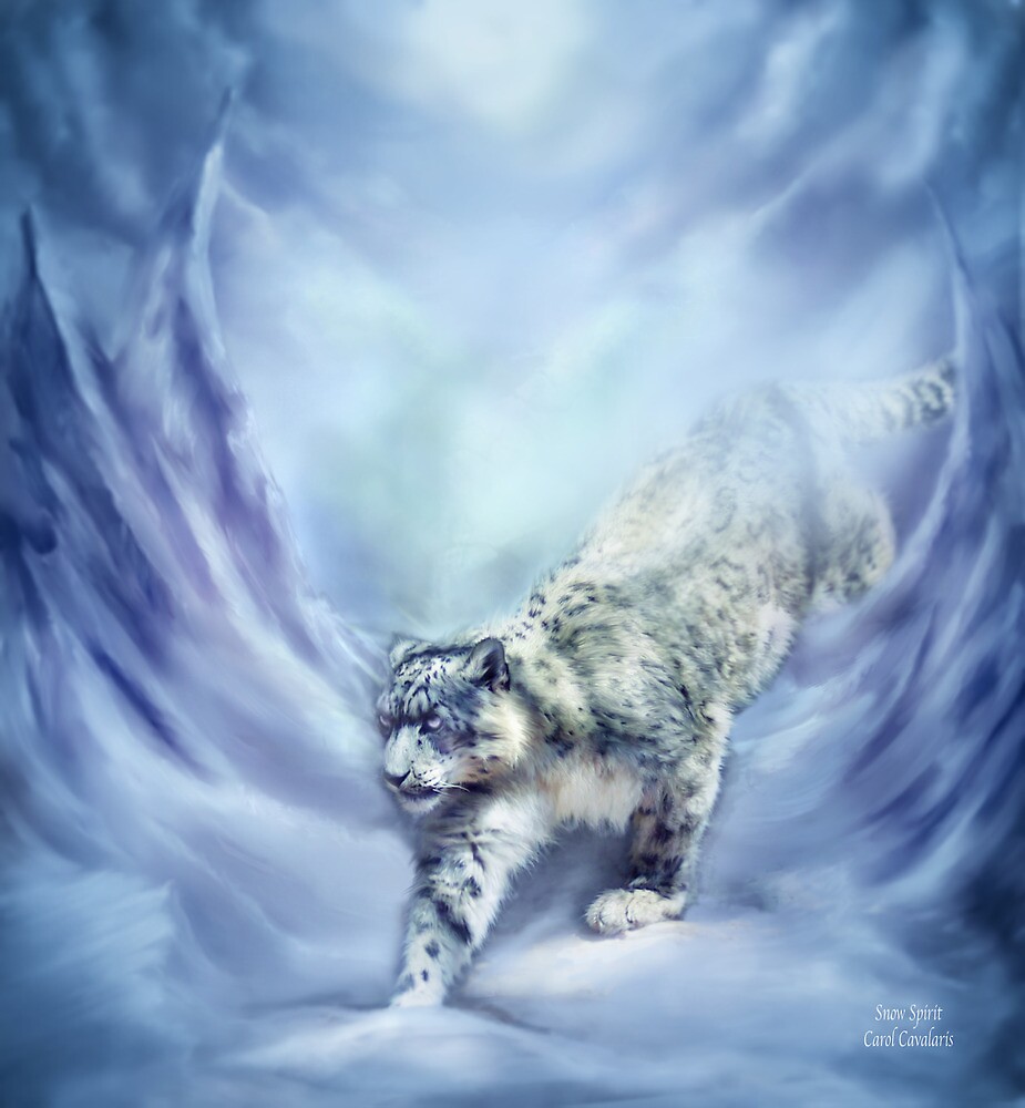 "Snow Leopard - Snow Spirit" by Carol Cavalaris | Redbubble