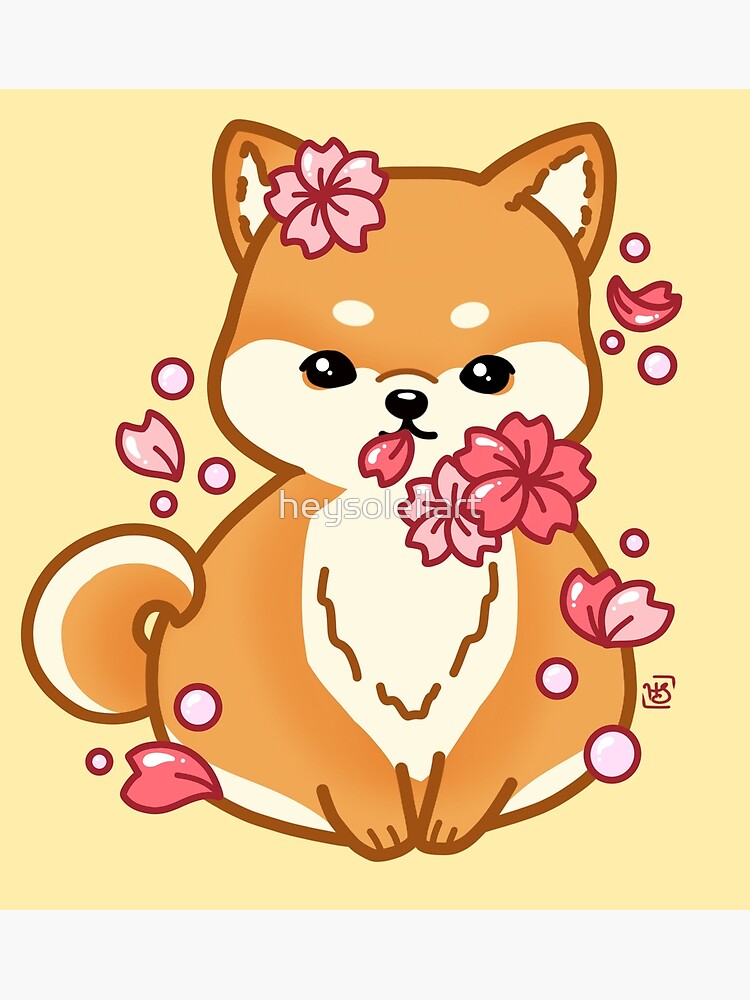 "Sakura Shiba Inu" Poster by heysoleilart | Redbubble
