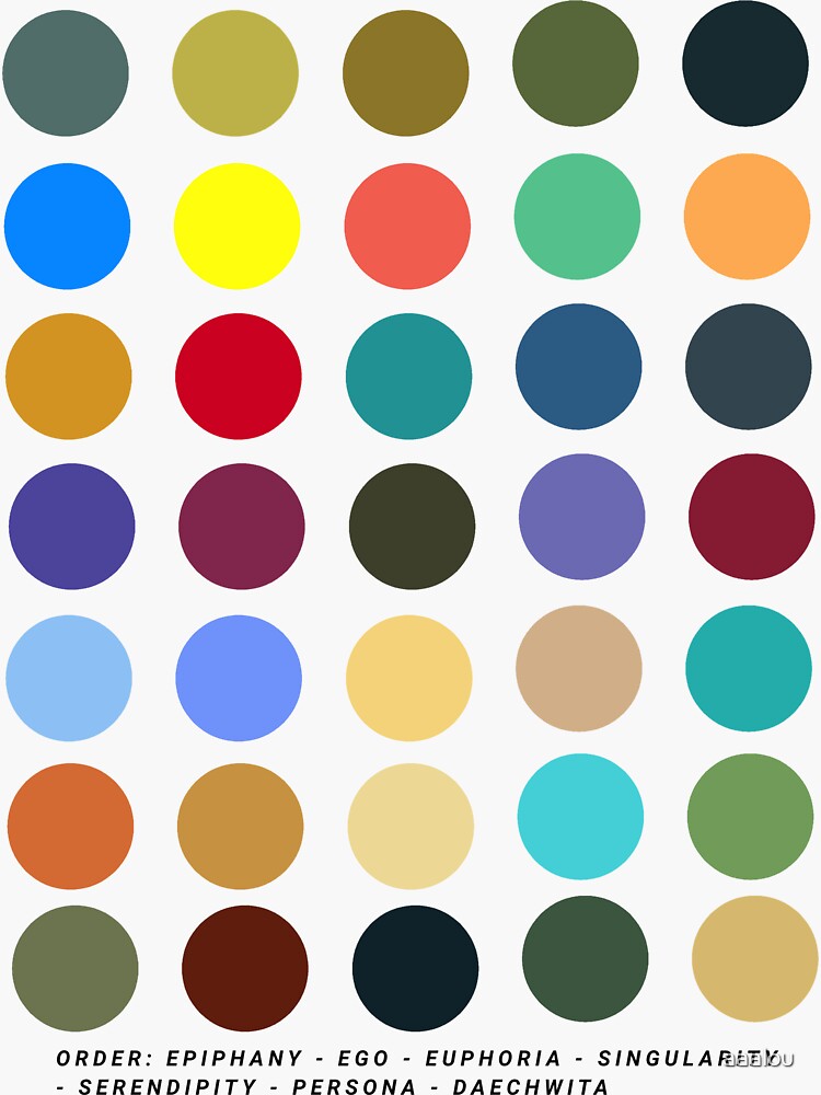 "BTS MV Color Palettes (Solos) " Sticker for Sale by aaalou | Redbubble