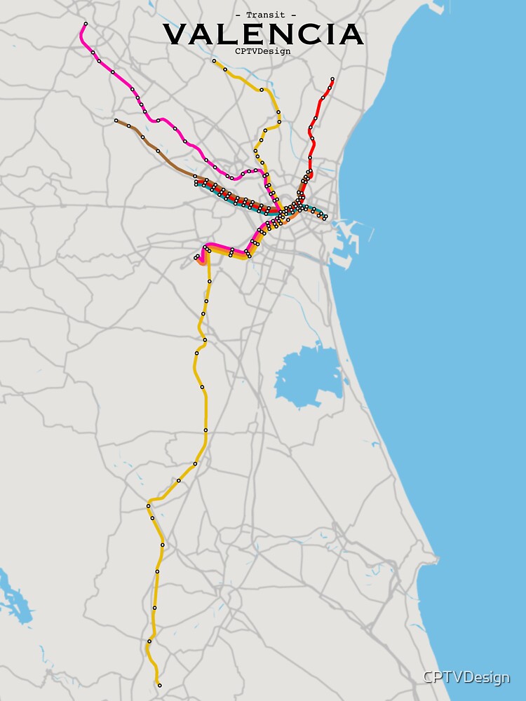 "Valencia Transit Map" Sticker for Sale by CPTVDesign | Redbubble