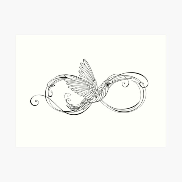 Lámina artística «Contorno infinito con colibrí» de Blackmoon9 | Redbubble