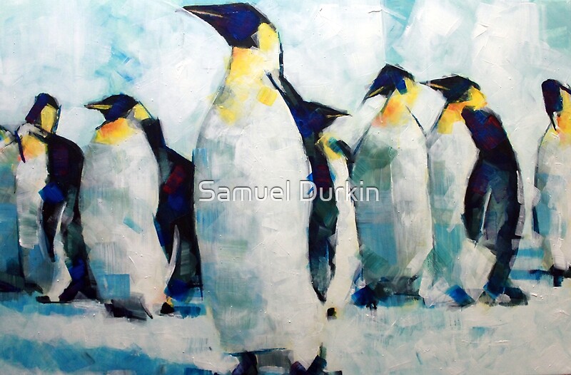 "Emperor Penguins Artwork Painting" by Samuel Durkin | Redbubble