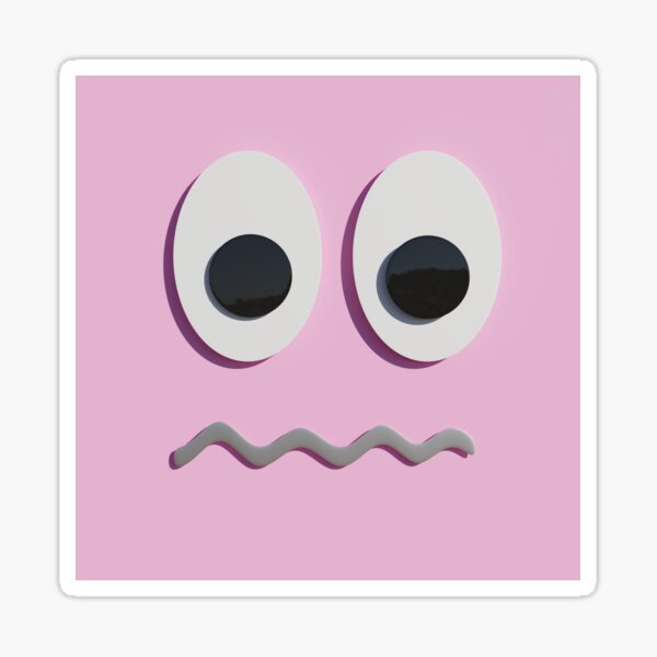 "Pink Squiggle Face the cute confused pop art character" Sticker by ...