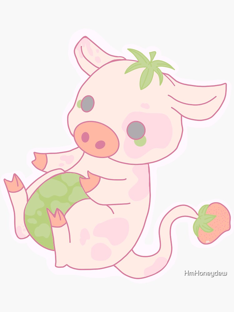 "Strawberry Pig " Sticker for Sale by HmHoneydew | Redbubble