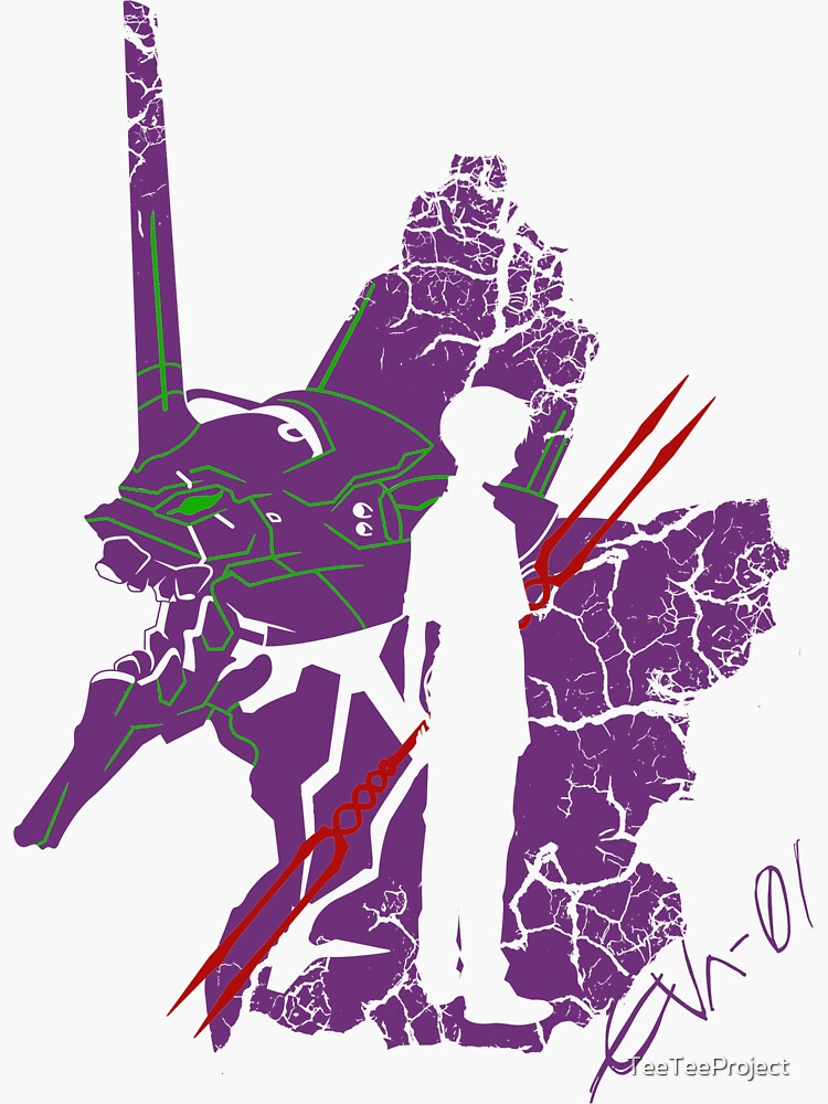 "Evangelion Unit-01" Sticker for Sale by TeeTeeProject | Redbubble