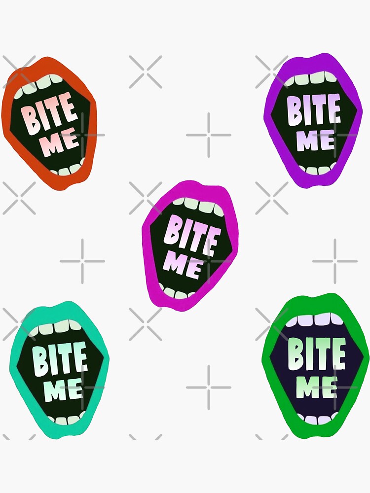 "bite me sticker pack " Sticker by DesignsByLuna | Redbubble