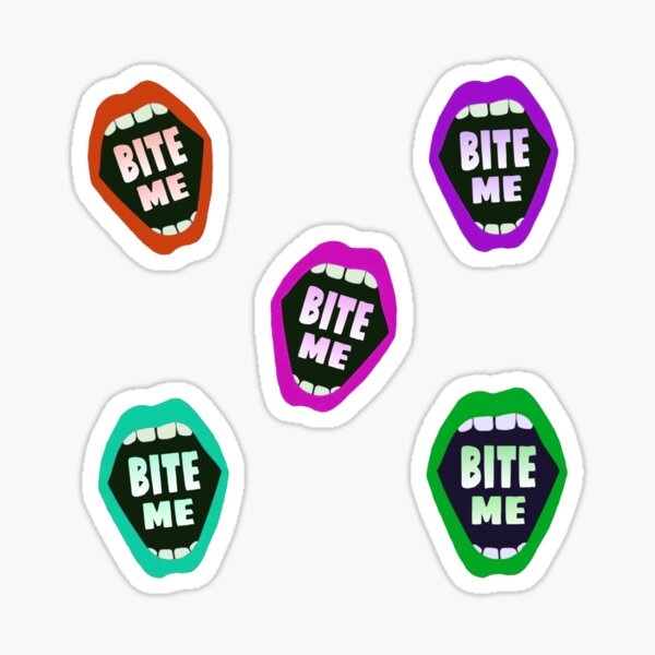 "bite me sticker pack " Sticker by DesignsByLuna | Redbubble