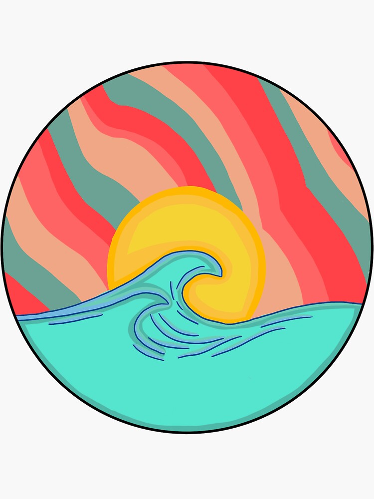 "VSCO wave with sunset " Sticker by honeystickersz | Redbubble