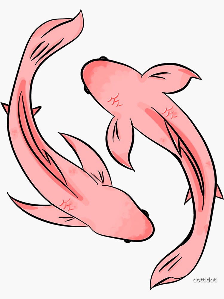 "Pink Fish art Pisces astrology" Sticker for Sale by dottidoti | Redbubble