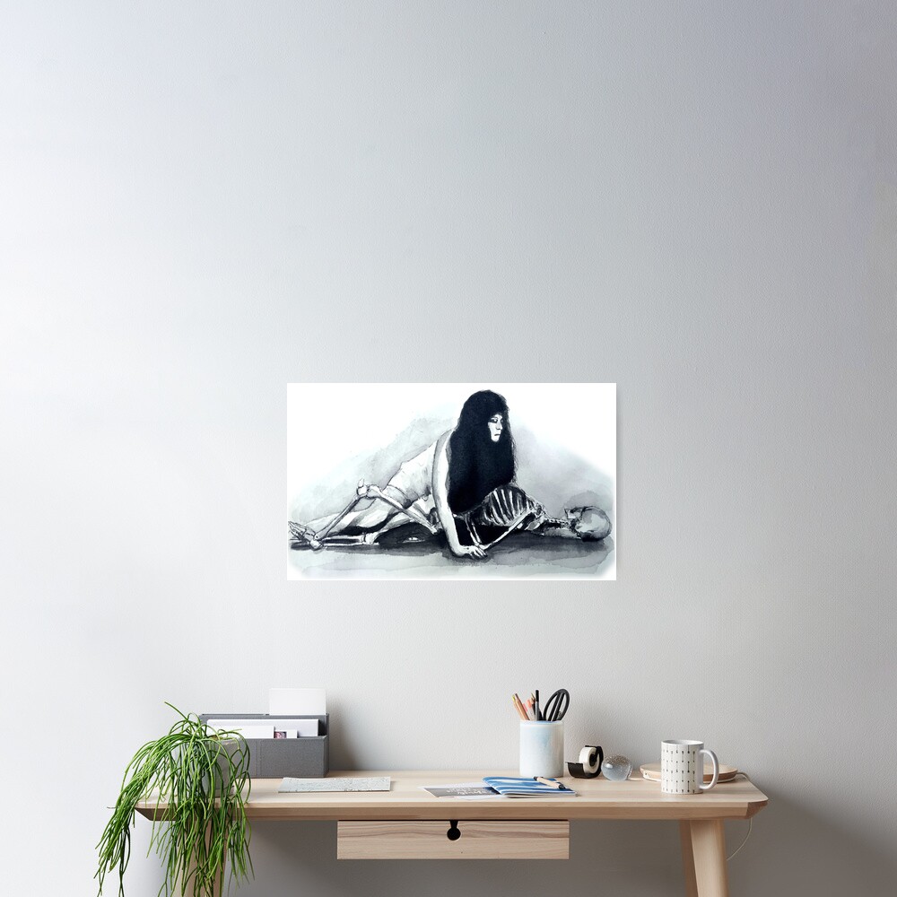 "Theda Bara and Skeleton" Poster by CleaViolet | Redbubble