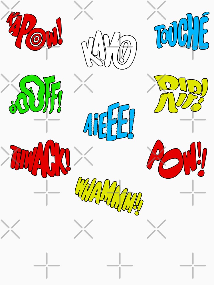 "Superhero Sound Effect Comic Noises and Sounds" T-shirt by Leeloks ...