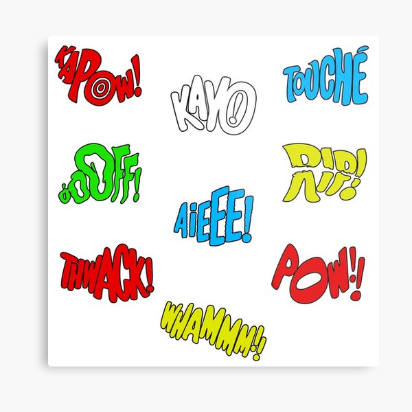 "Superhero Sound Effect Comic Noises and Sounds" Metal Print by Leeloks ...