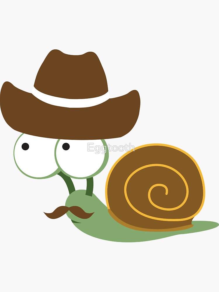 "Cute and funny mustached Cowboy Snail" Sticker for Sale by Eggtooth ...