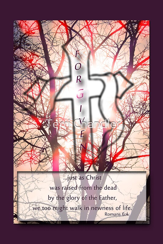 ""Forgiven" Cross of Jesus Red" by Terri Chandler | Redbubble