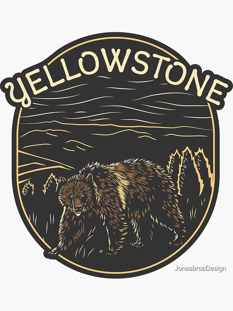 "Yellowstone Bear" Sticker by JonesbrosDesign | Redbubble