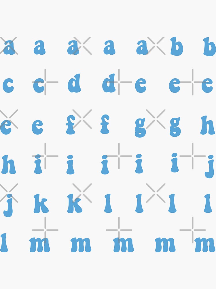 "a - m blue lowercase letter pack" Sticker for Sale by scissorsdesigns ...