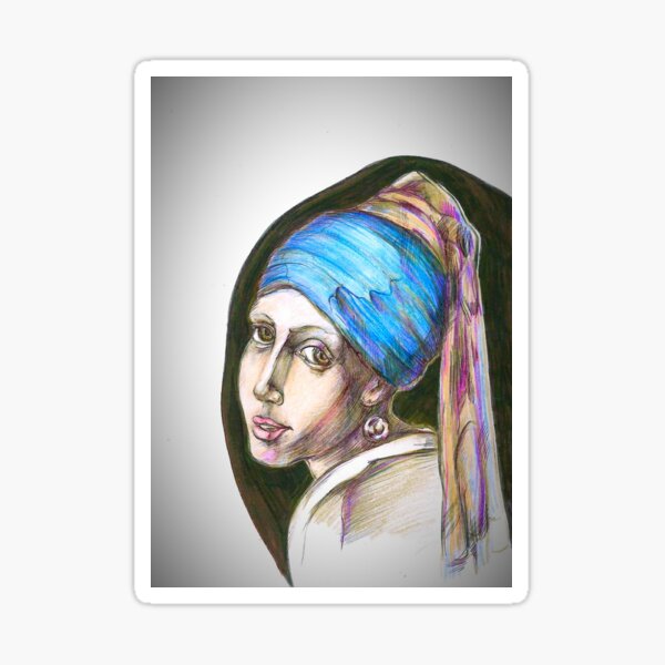 "Girl with a pearl earring" Sticker by MariiaArtist1 | Redbubble