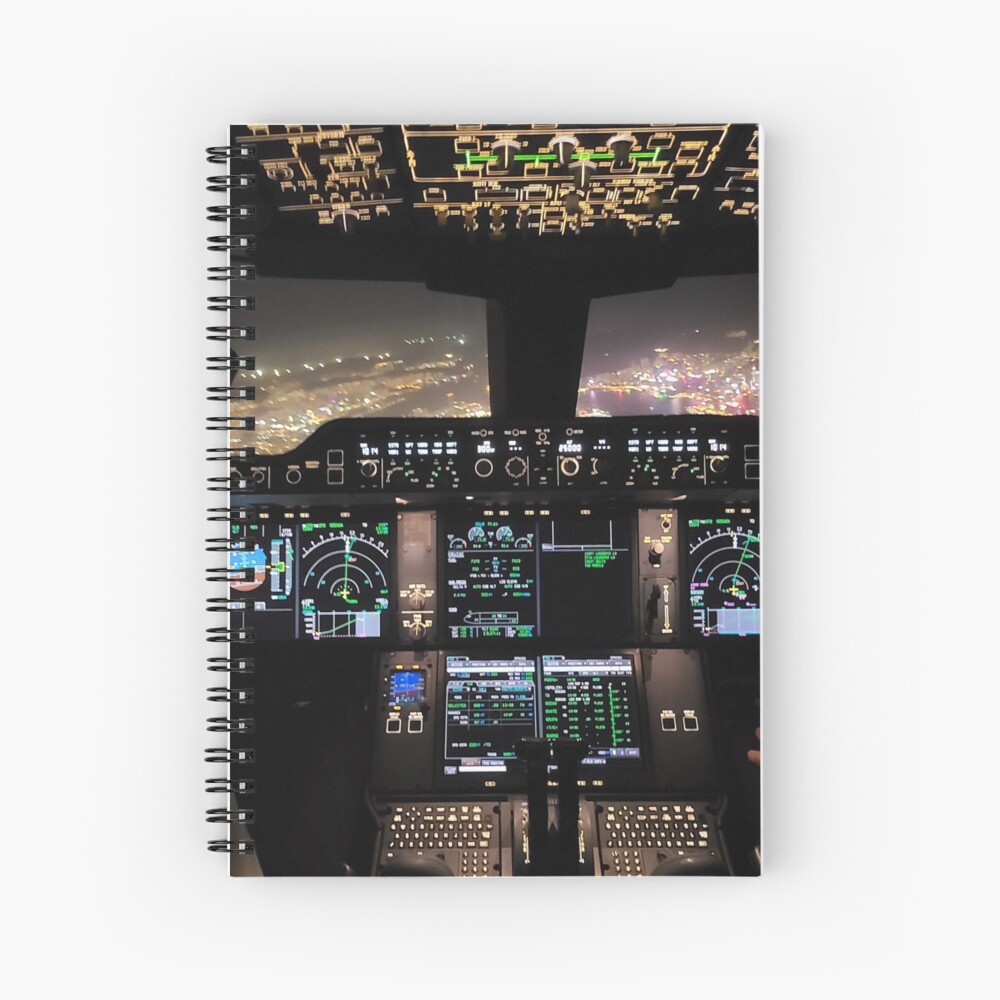 "Airbus A350 -900 Cockpit out of Hong Kong" Spiral Notebook by ...