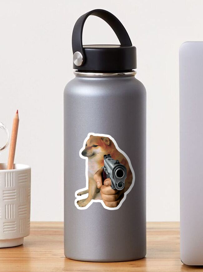 "Cheems Doge Gun" Sticker for Sale by DonatasSab | Redbubble