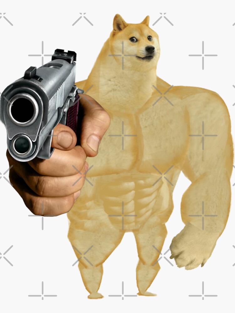 "Swole Doge Gun" Sticker for Sale by DonatasSab | Redbubble