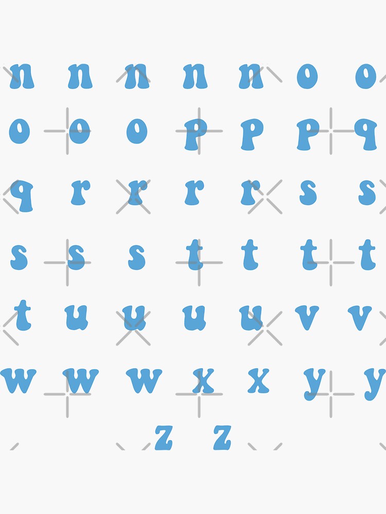 "n - z blue lowercase letter pack" Sticker for Sale by scissorsdesigns ...