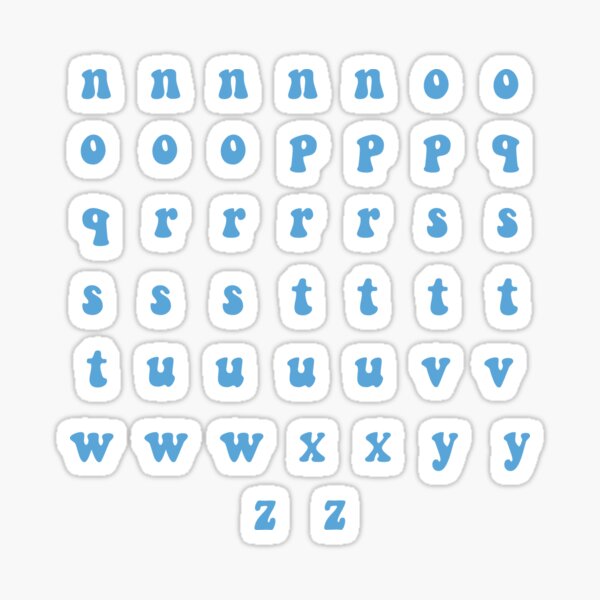 "n - z blue lowercase letter pack" Sticker for Sale by scissorsdesigns ...