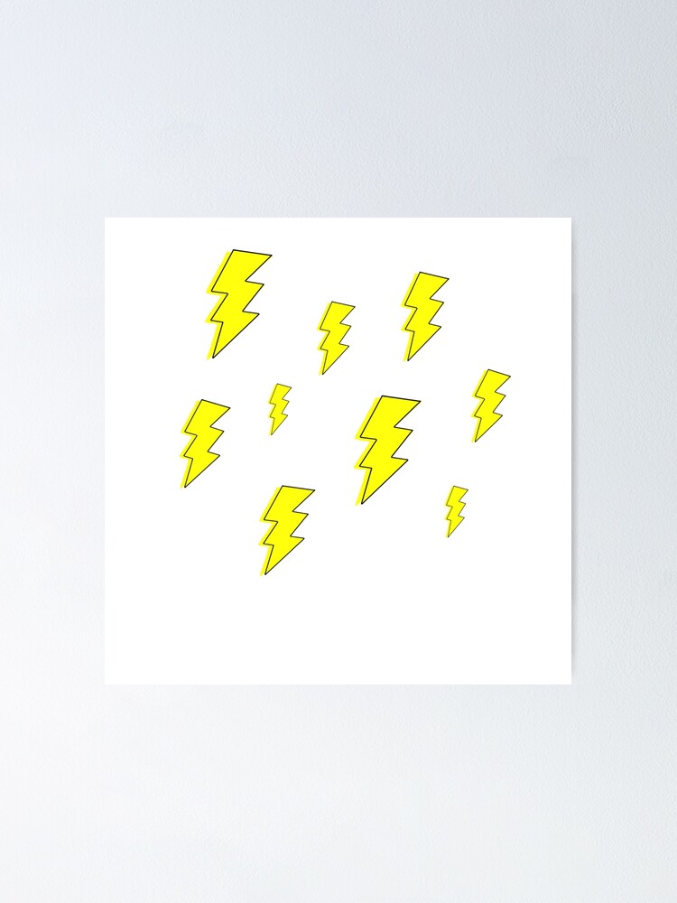 "Bright yellow lightning bolt sticker pack" Poster by stickersbyoreo ...