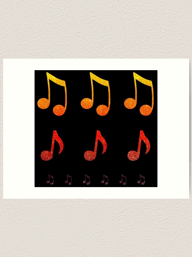 "Flame-Colored Music Notes" Art Print by kellylouisev | Redbubble