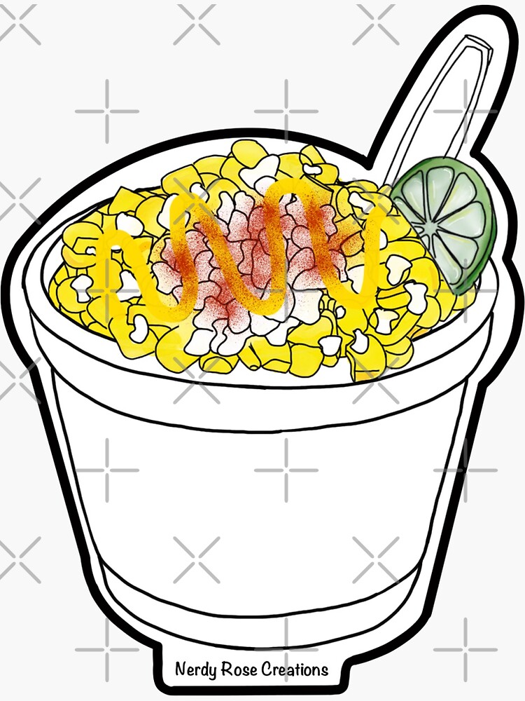 "Esquite Corn in a Cup " Sticker for Sale by RCadenas1 | Redbubble