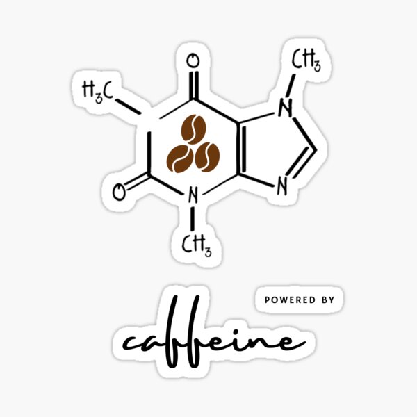 "Caffeine molecule t-shirt design" Sticker by Yasminahj93 | Redbubble