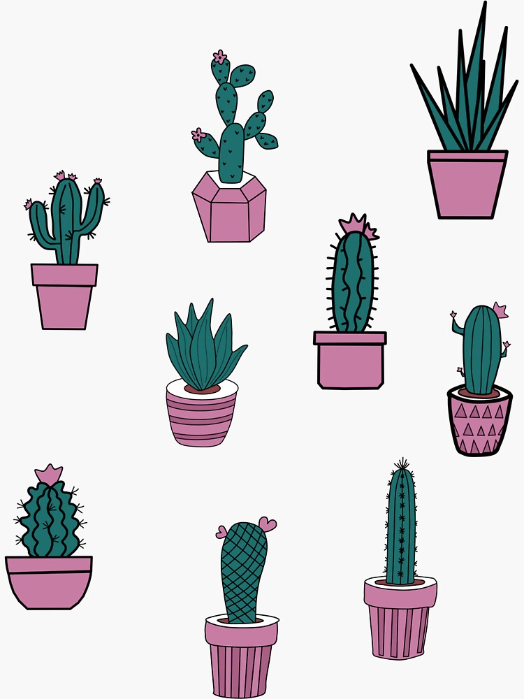 "cactus sticker pack" Sticker by imani-nicole | Redbubble