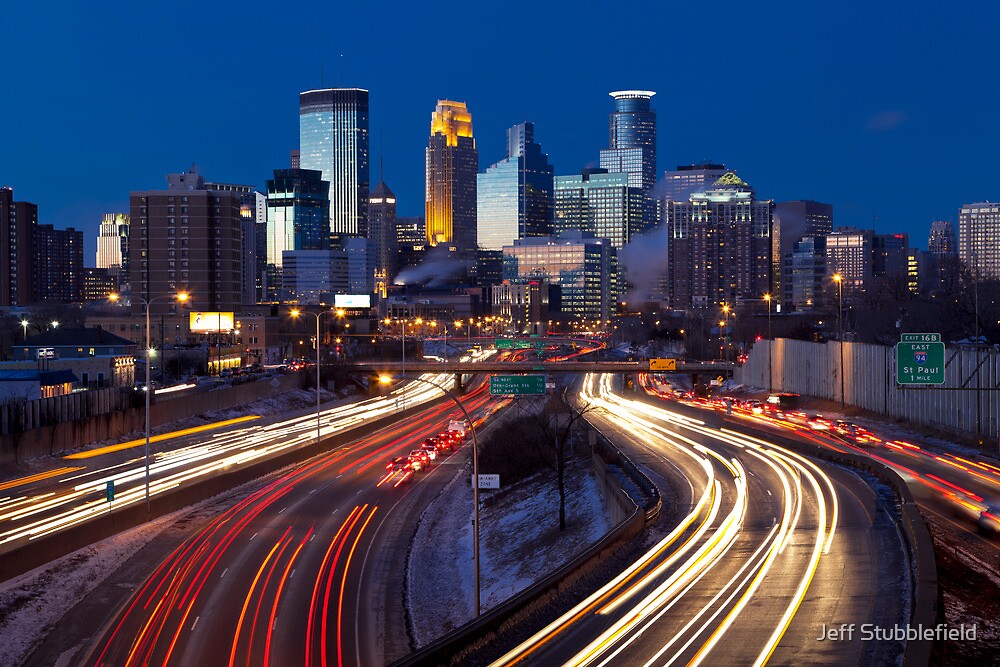 "Minneapolis Night Lights 2" by Jeff Stubblefield | Redbubble