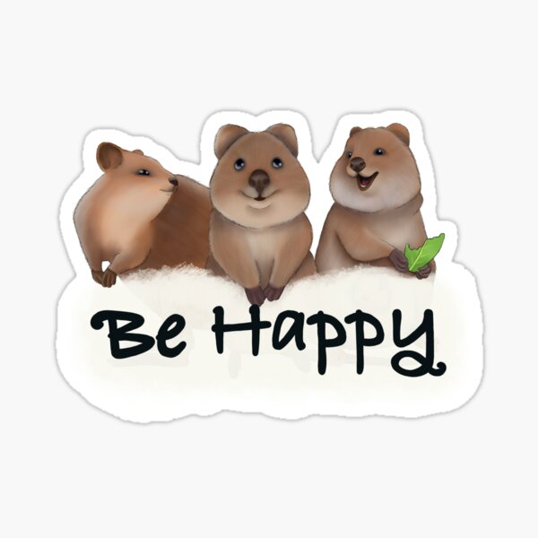 "Be Happy Quokka" Sticker for Sale by troyanthonyart | Redbubble