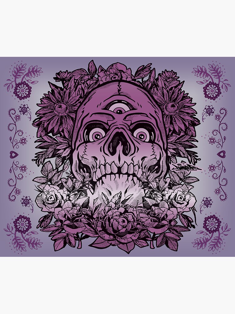 "Grape floral skull bandana " Sticker for Sale by Dumplarock | Redbubble