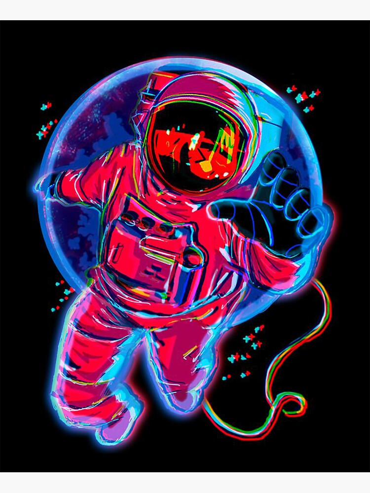 "Trippy Astronaut Floating In Space" Sticker by reesls | Redbubble