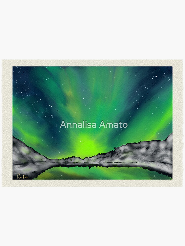 "The Green Northern Lights. Artwork by Annalisa Amato" Sticker by ...