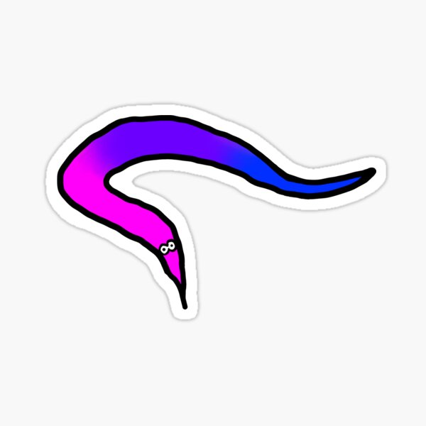 "Bi Pride Flag Worm on a String" Sticker by MystickerShoppe | Redbubble