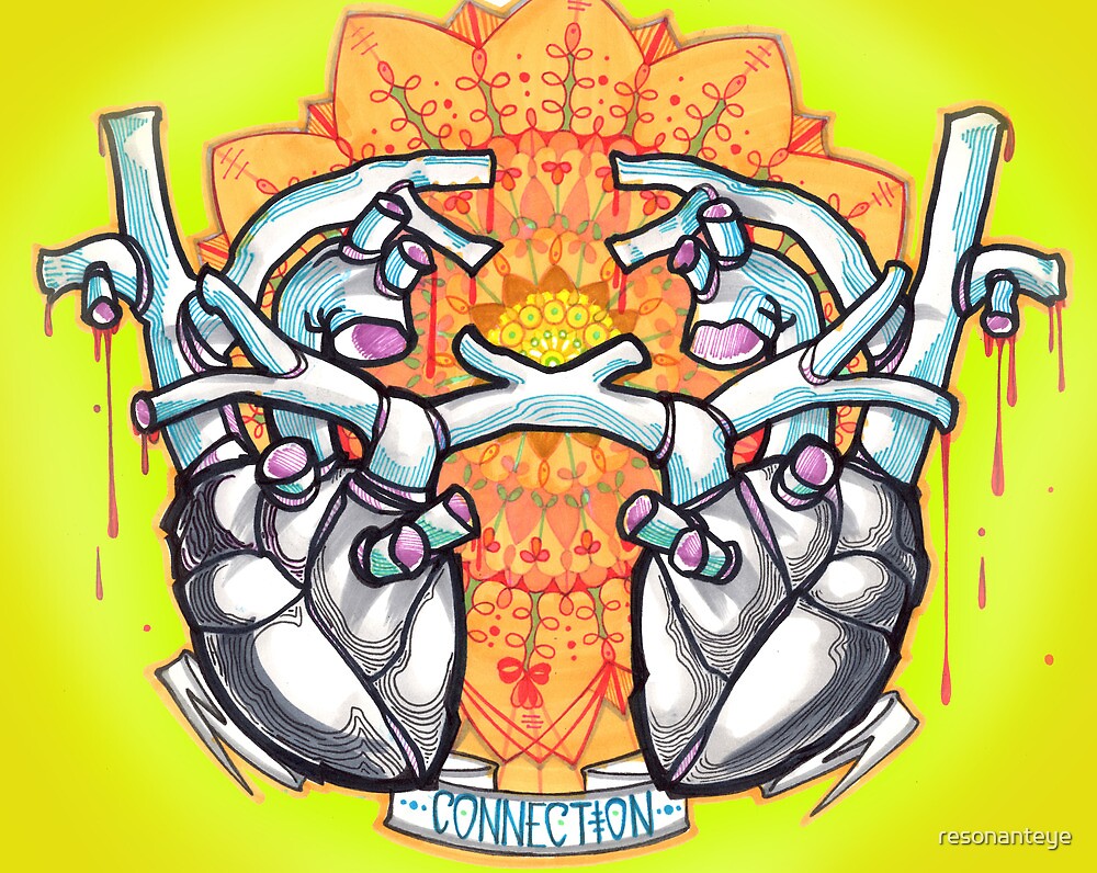 "two hearts, psychedelic whovian tattoo art" by resonanteye | Redbubble