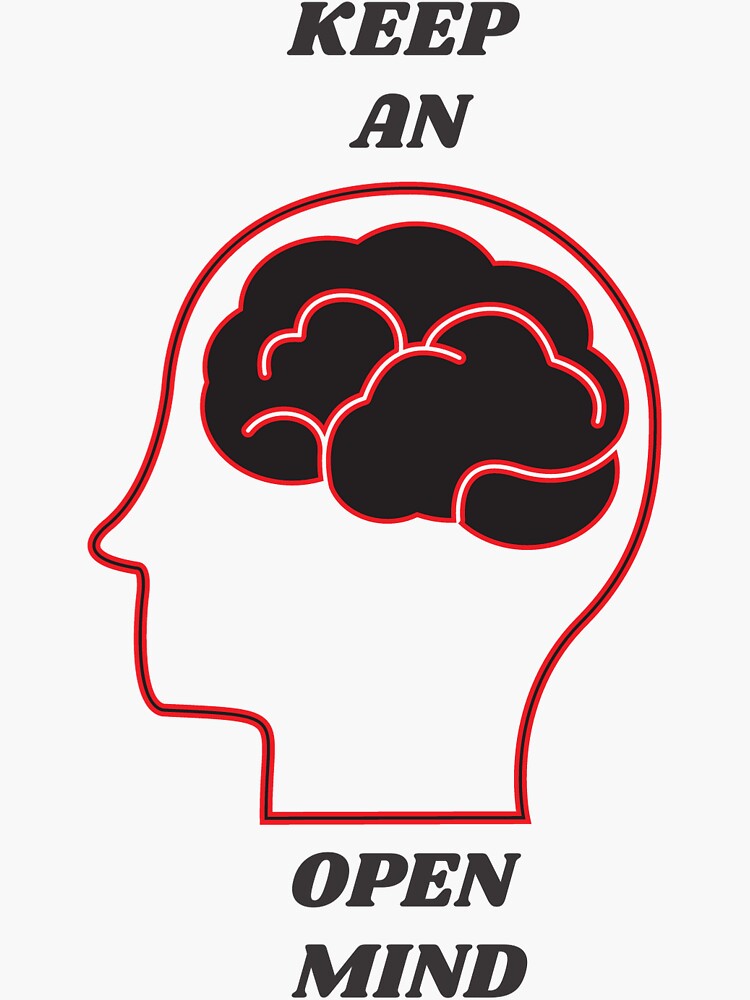 "Red Keep an Open Mind" Sticker for Sale by kelseycortes | Redbubble
