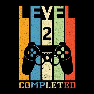 "Level 2 Completed Vintage Video Gamer Funny 2nd Birthday 2nd Wedding ...