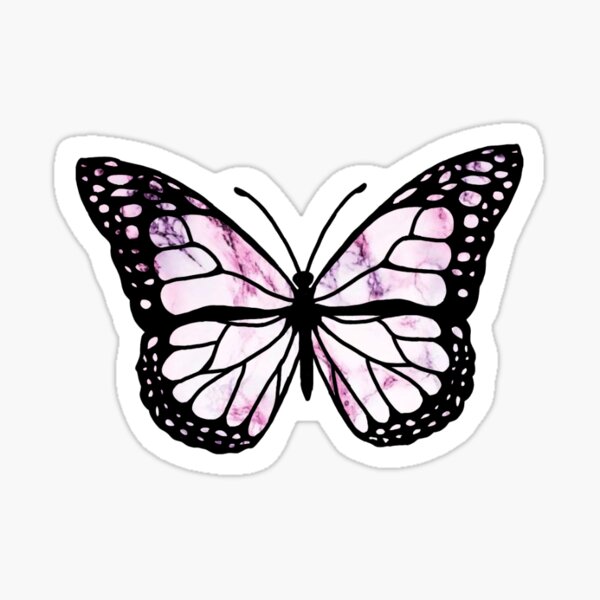 "pink and purple marble butterfly" Sticker for Sale by diyamathur ...