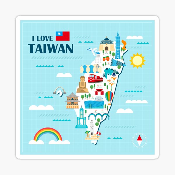 "Taiwan travel map" Sticker for Sale by totallypic | Redbubble